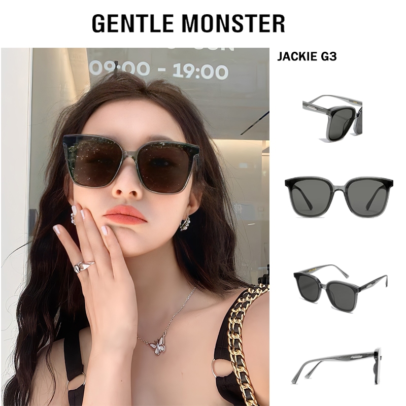 GENTLE MONSTER JACKIE-G3 แว่นกันแดด Unisex Temple Words แว่นกันแดดทรงสี่เหลี่ยมแกะสลักสำหรับ ...