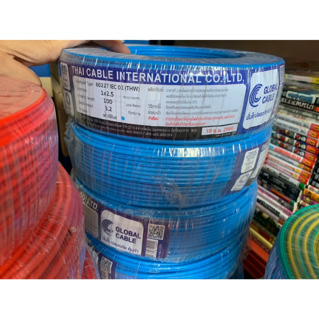 สายไฟ Global Cable (60227 IEC 01) THW 1x2.5 Sqmm. (100 เมตร) | Shopee Thailand
