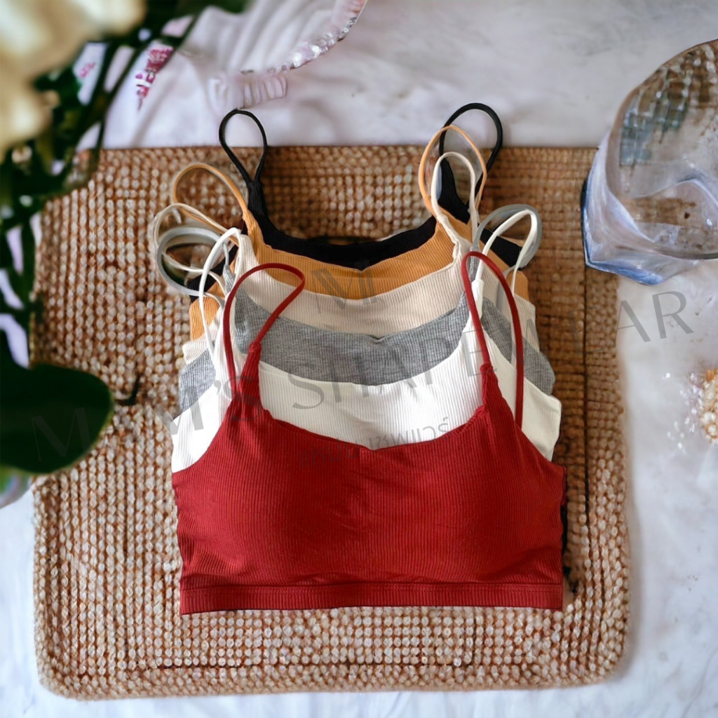 ชุดชั้นในหญิงโครงผ้าฝ้ายนุ่มระบายอากาศ เสื้อสายสปาเก็ตตี้ B1179 | Shopee Thailand