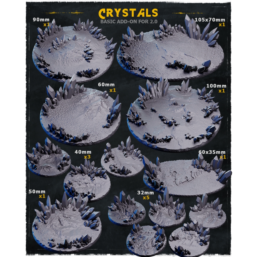 Crystals Bases [2.0] จัดส่งได้ใน1-3วัน ฐานโมเดล Wargame base, Warhammer, Bolt action, D&D ...