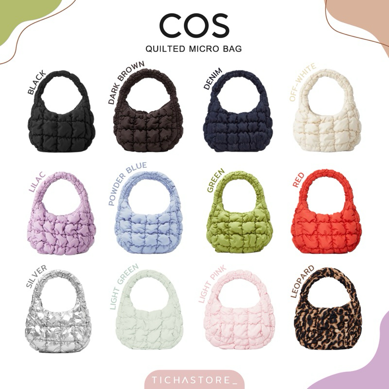 (พร้อมส่ง) กระเป๋า Cos Quilted Micro Bag สี Black/Lilac/Silver/Green ...