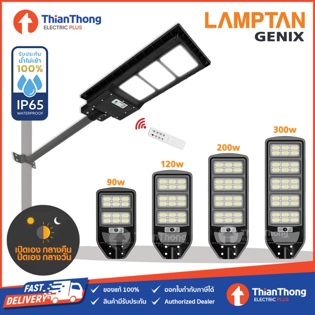 Lamptan โคมไฟถนนโซล่าเซลล์ พร้อมเซนเซอร์ LED Solar Streetlight New ...
