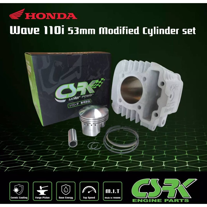 ชุดเสื้อสูบเซรามิค Wave 110i 53มิล (Wave 110i 53mm Modified Ceramic ...