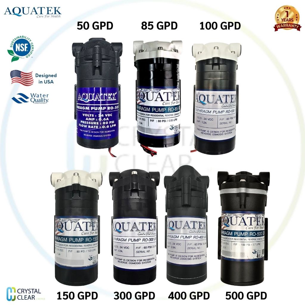 ปั๊มผลิต อาร์โอ 50 85 100 150 300 400 500 GPD SET ของเเถม Aquatek Diaphragm Pump | Shopee Thailand