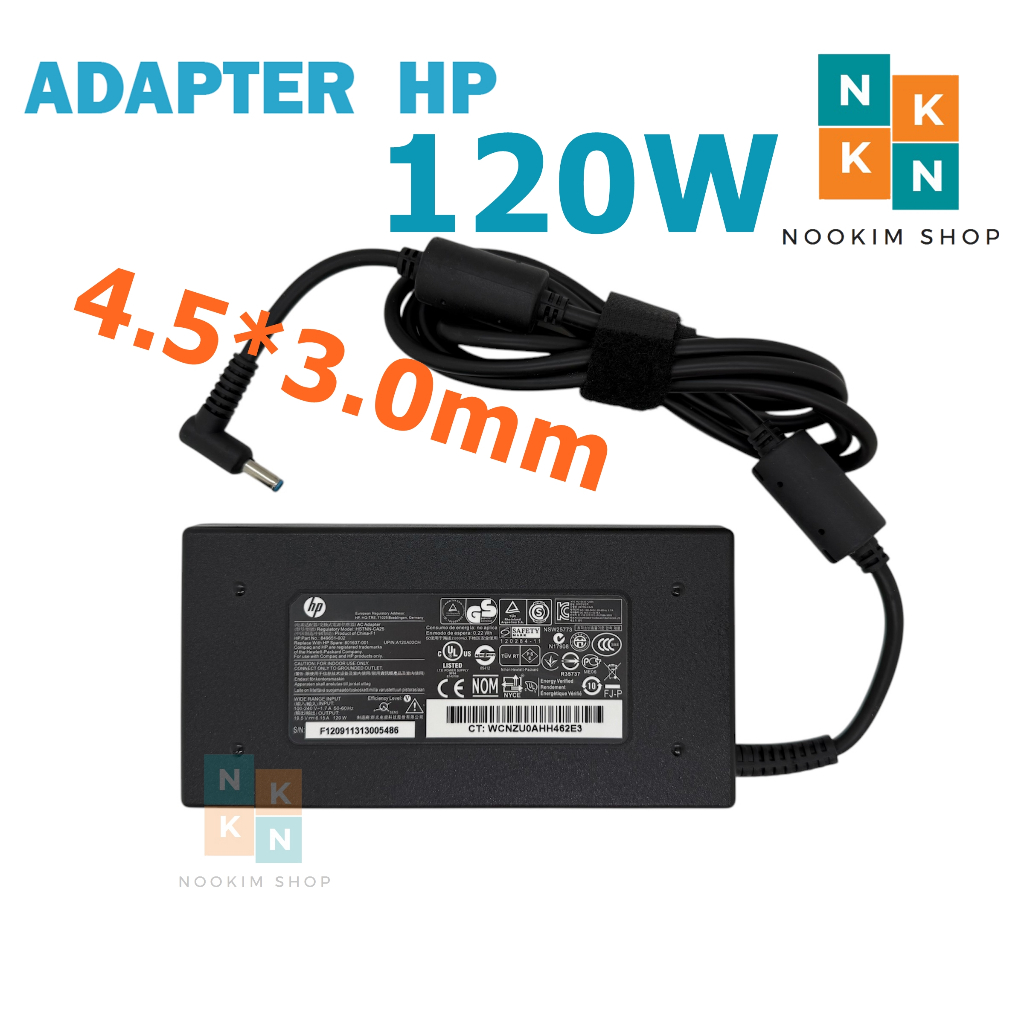 HP Adapter ของแท้ 19.5V/6.15A 120W หัวขนาด 4.5*3.0mm สายชาร์จ เอชพี อะ ...