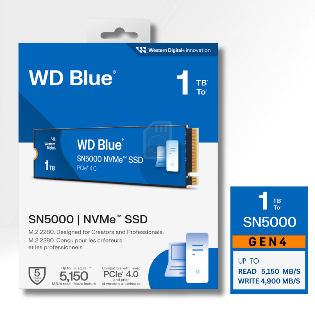 WD Blue SN5000 SSD 2TB ,1TB M.2 2280 NVMe Gen4 Speed Up to 5,150MB/s ...
