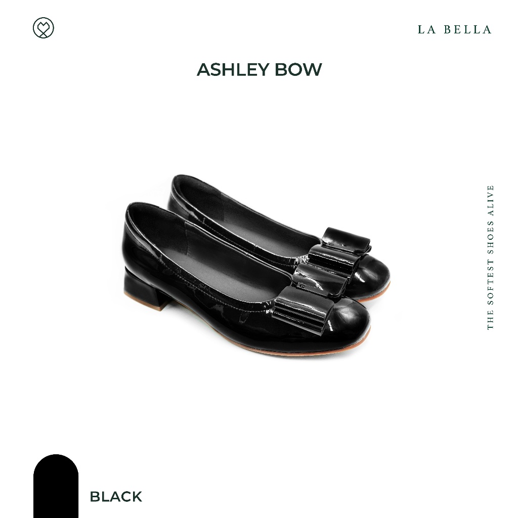 LA BELLA รองเท้าคัชชูหนังแท้ รุ่น ASHLEY BOW - BLACK | Shopee Thailand