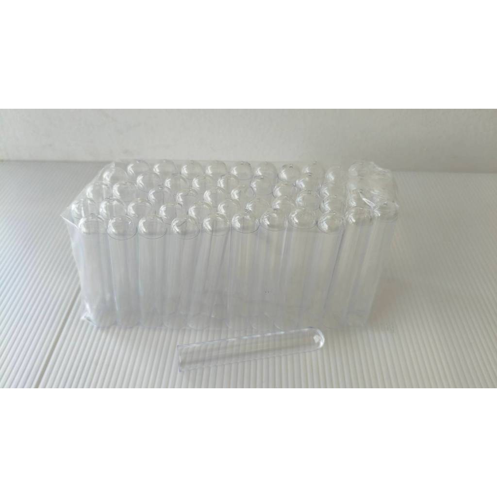หลอดทดหลอด พลาสติกใส , Test Tube12/75 มม. 13x75 มม. 50หลอด และจุกปิดทิว ...