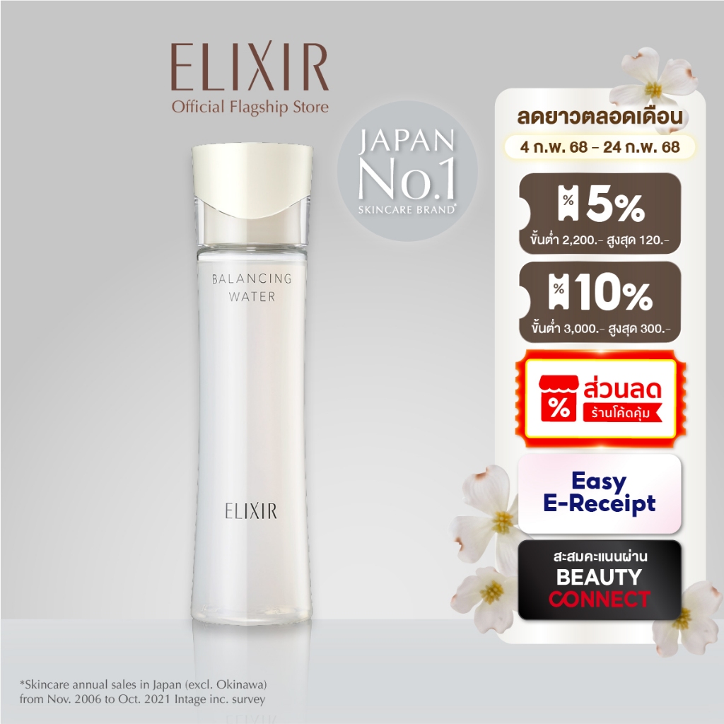 Elixir อิลิคเซอร์ บาลานซิ่ง วอเทอร์ 1[สูตรซึมซาบเร็ว]168มล.(โลชั่นฟื้นผิวสมดุล กระชับรูมขน ...
