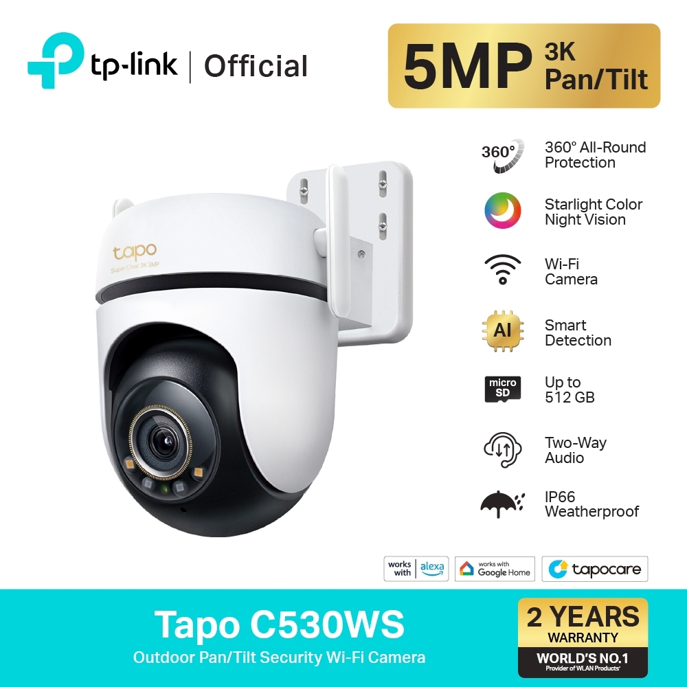 TP-Link (Tapo C530WS) 3K 5MP Outdoor Pan/Tilt Security Wi-Fi Camera | Shopee Thailand