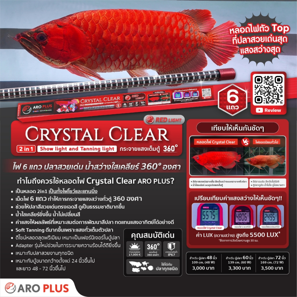 หลอดไฟ LED Crystal Clear 2in1 แบบ 6 แถว สีแดง | Shopee Thailand