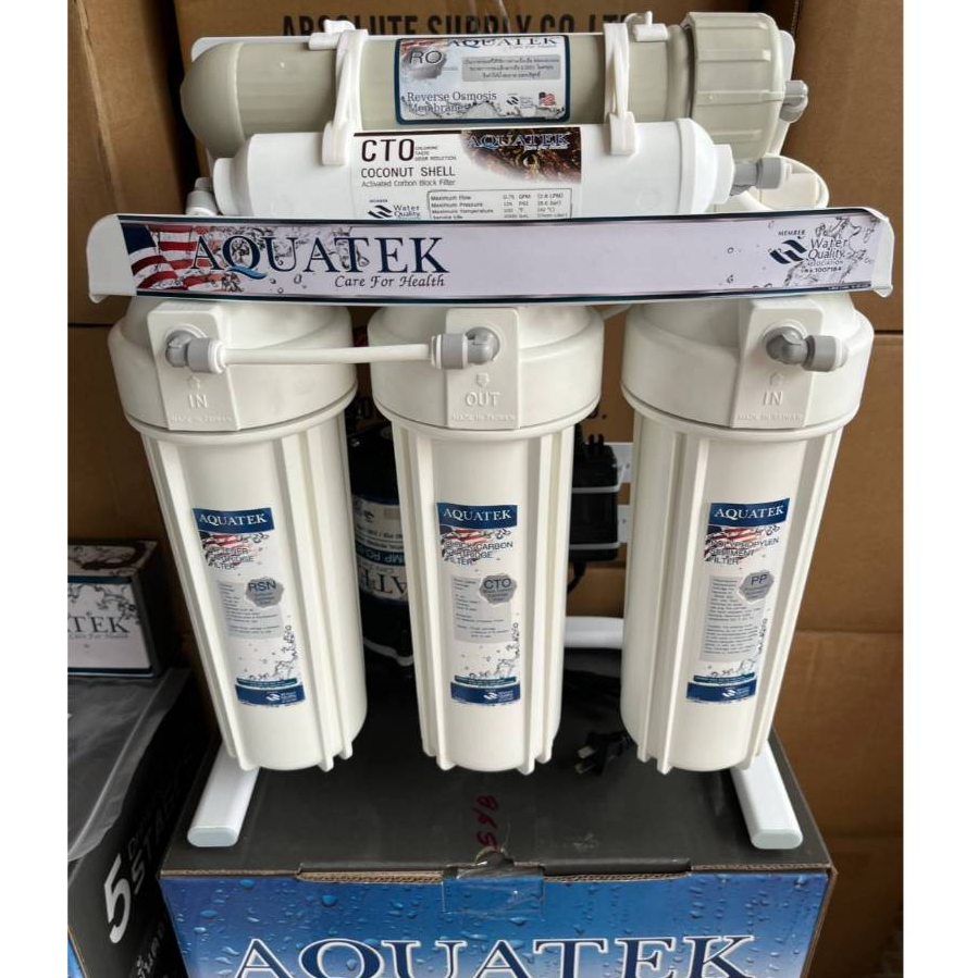เครื่องกรองน้ำ RO 85GPD AQUATEK 5ขั้นตอน มีขาตั้ง พร้อมชุดไส้กรอง | Shopee Thailand