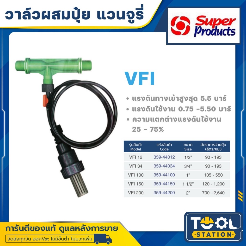 SUPER PRODUCTS วาล์วผสมปุ๋ย แวนจูรี่ มีขนาดให้เลือกตั้งแต่ 1/2 นิ้ว - 2 นิ้ว รุ่น VFI | Shopee ...