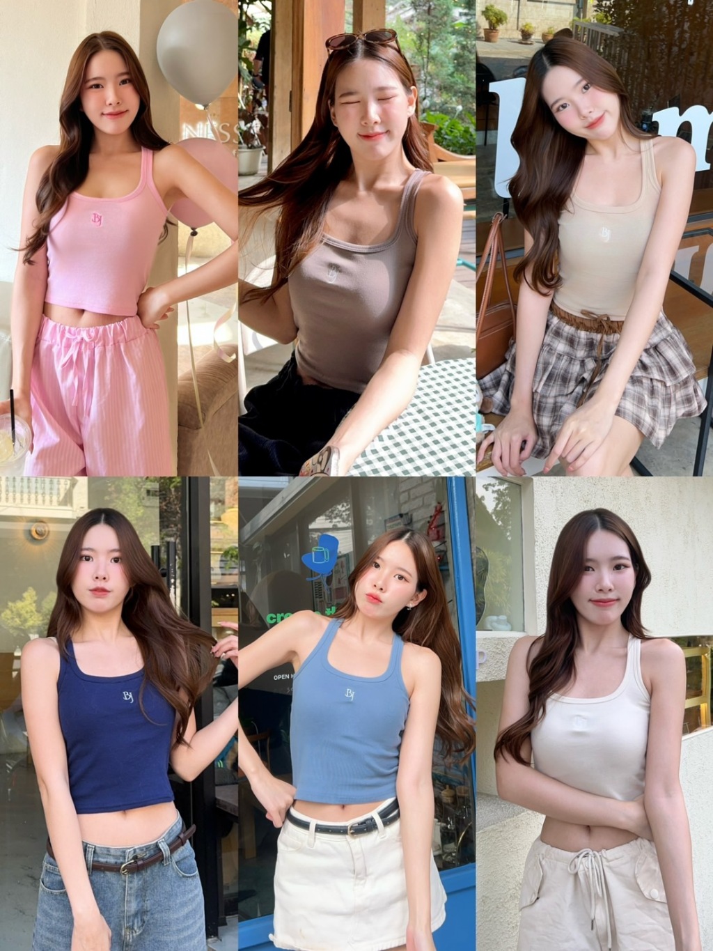 BABEJUB.X I Mini Tank top ครอปกล้ามสีพื้น ตัวสั้น ปักกลางอก | Shopee ...