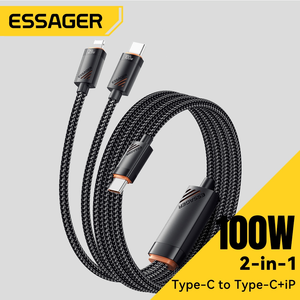 Essager PD100W 2-in-1 (C-C+L/C-C+C)สายเคเบิลข้อมูล เหมาะสำหรับซีรีส์ ...