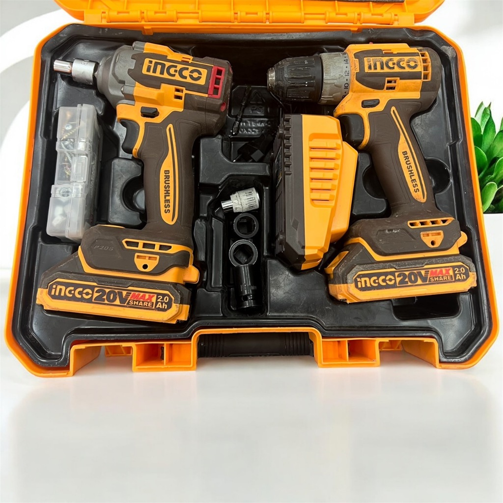 เครื่องมือช่าง INGCO บล็อกกระแทก+สว่านไร้สาย ชุดคอมโบ้ 20V รุ่น ...