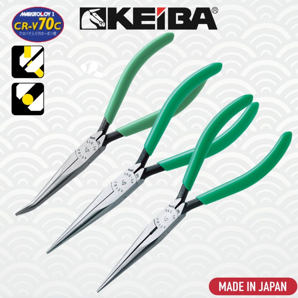 KEIBA คีมปากแหลมยาว มินิ ด้ามเขียว ปลายตรง/งอ ขนาด 6" No.HE-D05/HE-D15/HE-D55 | Shopee Thailand