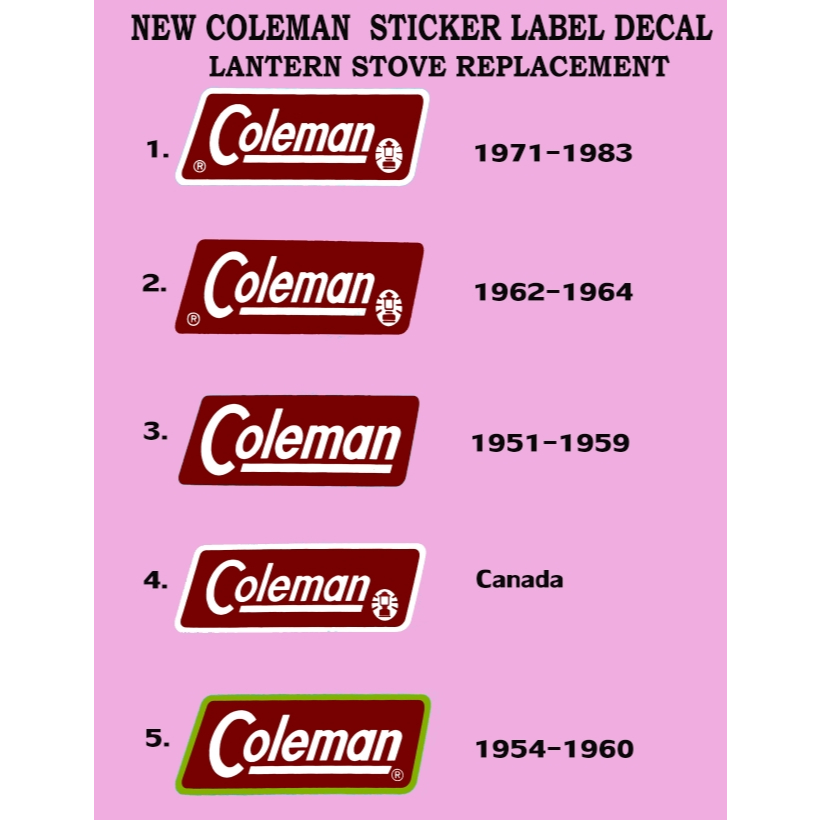 Decal Sticker Coleman สติ๊กเกอร์แบบลอกน้ำสำหรับติดตะเกียงและเตา มี ...