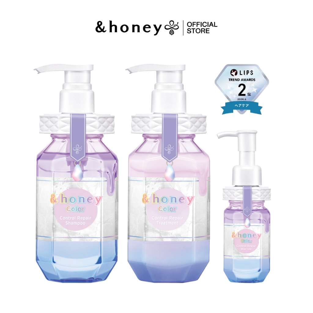 [COLOR 3 STEPS] &HONEY COLOR REPAIR SHAMPOO 440ML + TREATMENT 445G + HAIR OIL 100ML (แชมพู+ทรีท ...