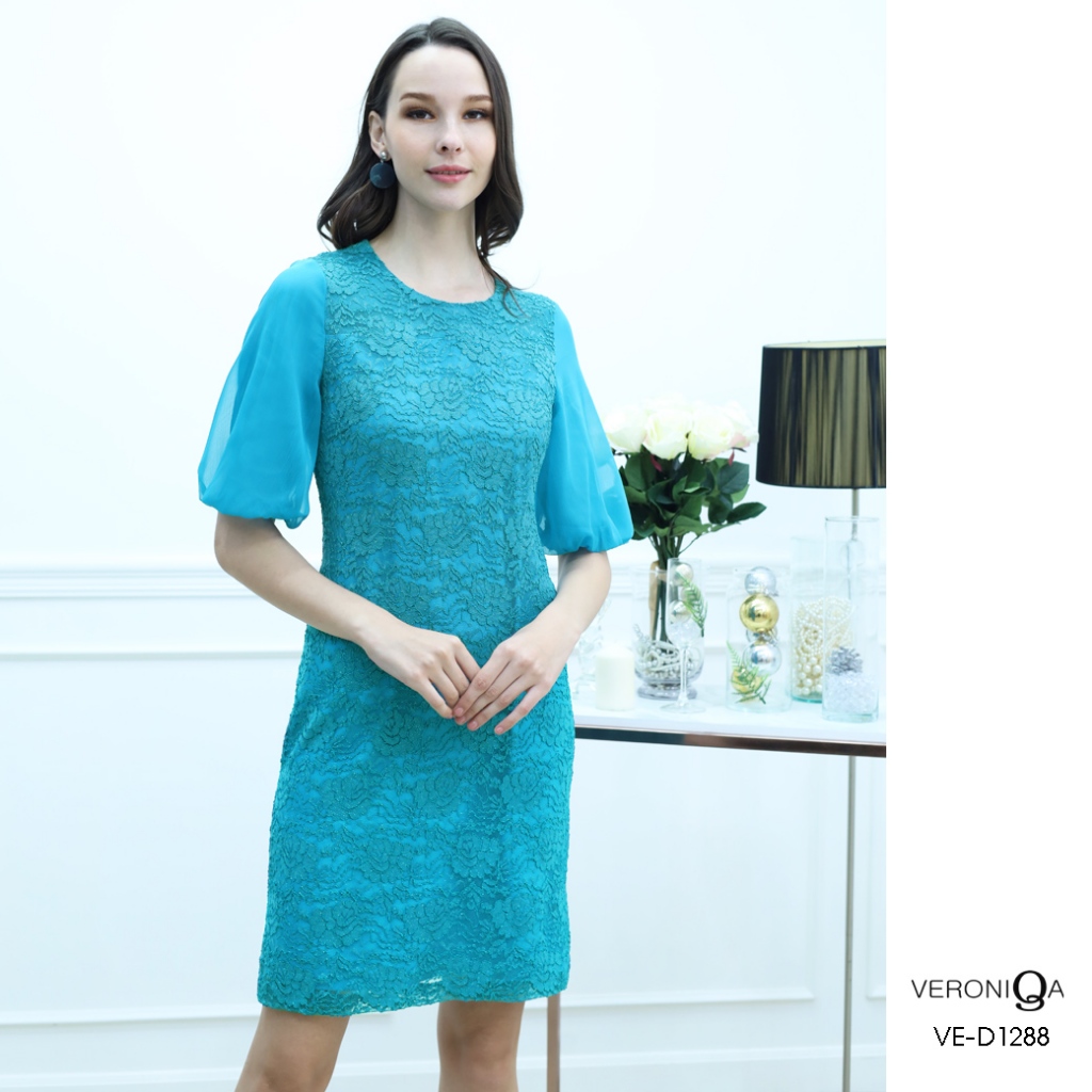 AMILA Dress VE-D1288 by VERONIQA ลูกไม้แฟนซี แขนยาว IGPU22-1 20250304 | Shopee Thailand