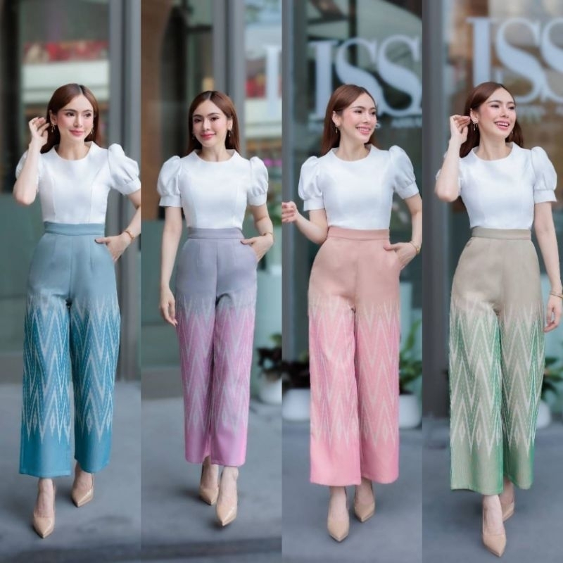 N662 ขายเเยก งานเซทเสื้อ+กางเกง เสื้อไทยเรือนต้น ผ้าไหมญี่ปุ่น+กางเกง ...