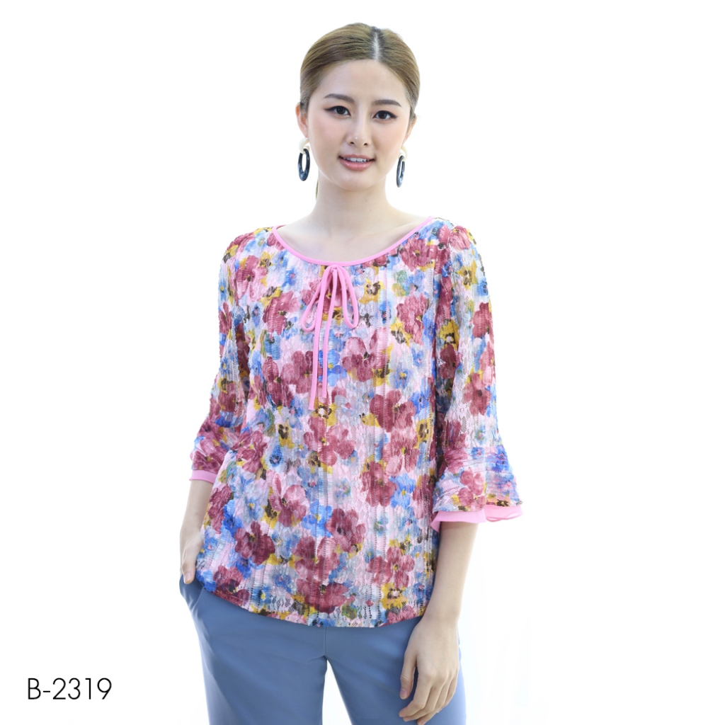 MIKIKO Blouse MI-B2319 ลูกไม้วิคตอเรีย แขนยาว IGPU22-12 20250304 | Shopee Thailand
