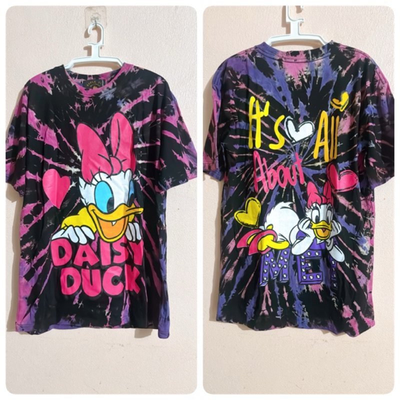 Apple Ple เสื้อ ยืด มัดย้อม ลายเป็ดโรนัลดัก สีม่วง ทรงโอเวอร์ไซส์ อก 46 นิ้ว ยาว20“ มือ2 ...