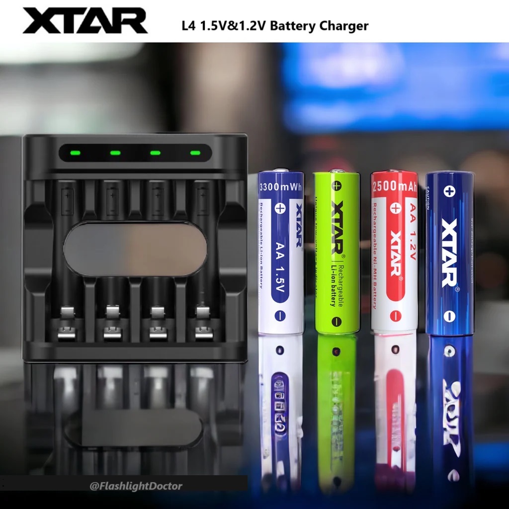ชุดอุปกรณ์ XTAR L4 1.5V&1.2V Battery Charger & XTAR 1.5V Li-ion Battery ...