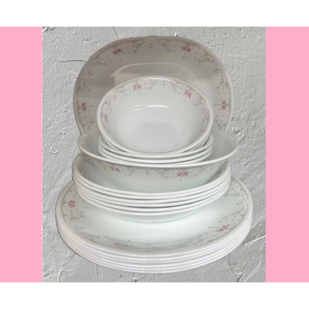 Corelle® Blooming Pink 20-piece Dinnerware Set (USA) | Shopee Thailand