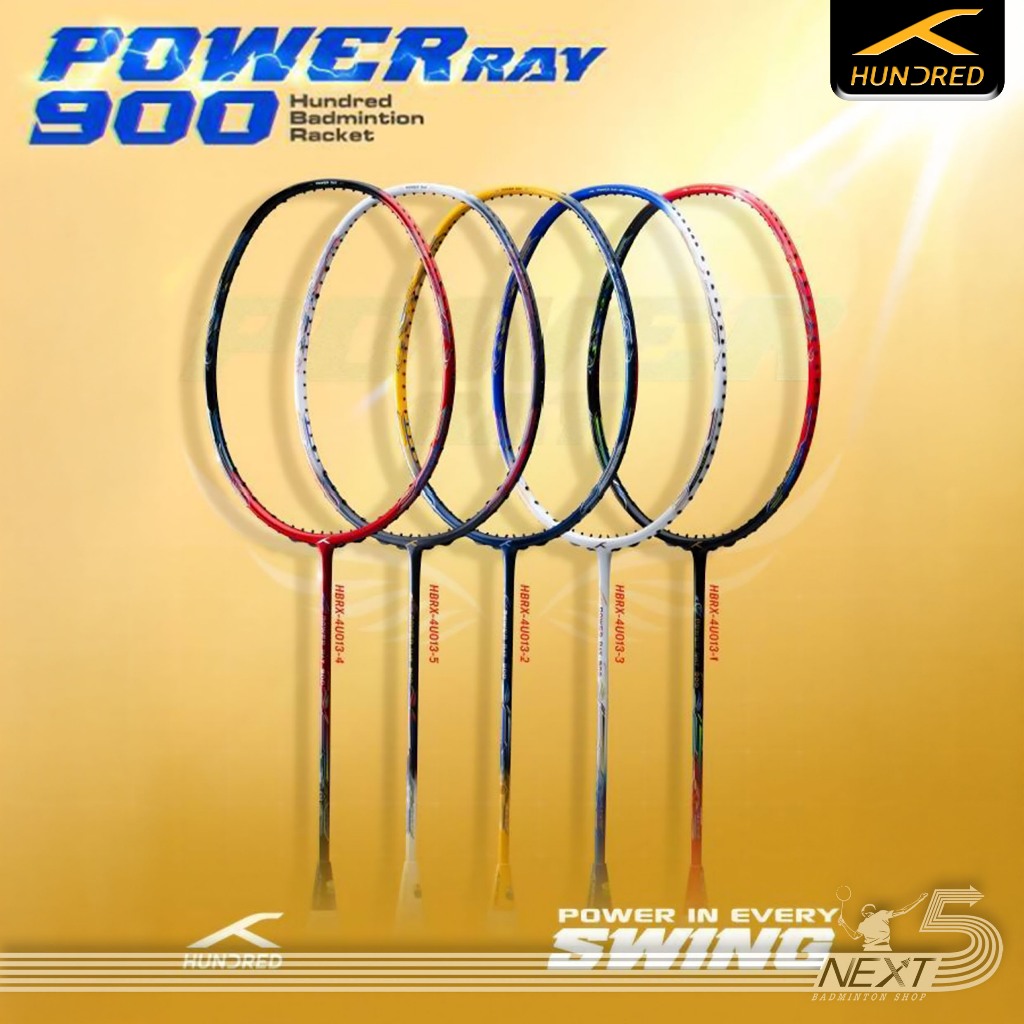 Hundred ไม้แบดมินตัน รุ่น Power Ray 900 5U/79g แถมเอ็น ซอง กริปยาง ...