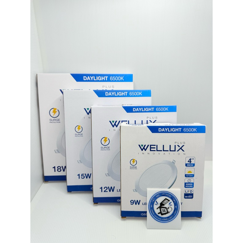 [หน้ากลม]WELLUX โคมไฟดาวน์ไลท์ฝังฝ้า แบบบาง 9W 12W 15W 18W แสงขาว LED DOWNLIGHT | Shopee Thailand