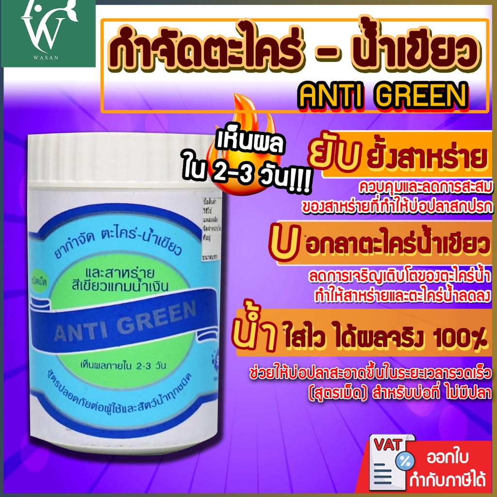 ANTI GREEN กำจัดตะไคร่-น้ำเขียว และสาหร่ายสีเขียวแกมน้ำเงิน ปริมาณ 200 ...