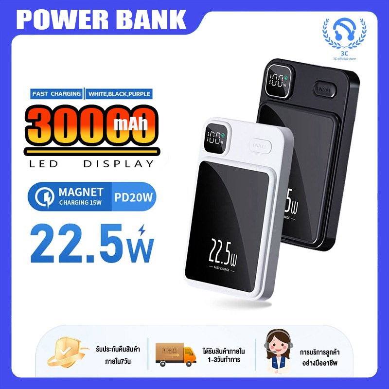 【แม่เหล็กดูดไร้สายพาวเวอร์แบงค์บางเฉียบ--แจกแหวนดูดแม่เหล็ก】【แถม เคสแม่เหล็ก】พาวเวอร์แบงค์ ...