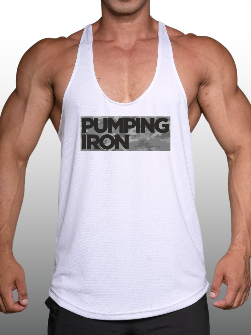 PUMPING IRON เสื้อกล้ามเพาะกายทรงคลาสสิค Bodybuilding Dry Fit Gym Tank ...