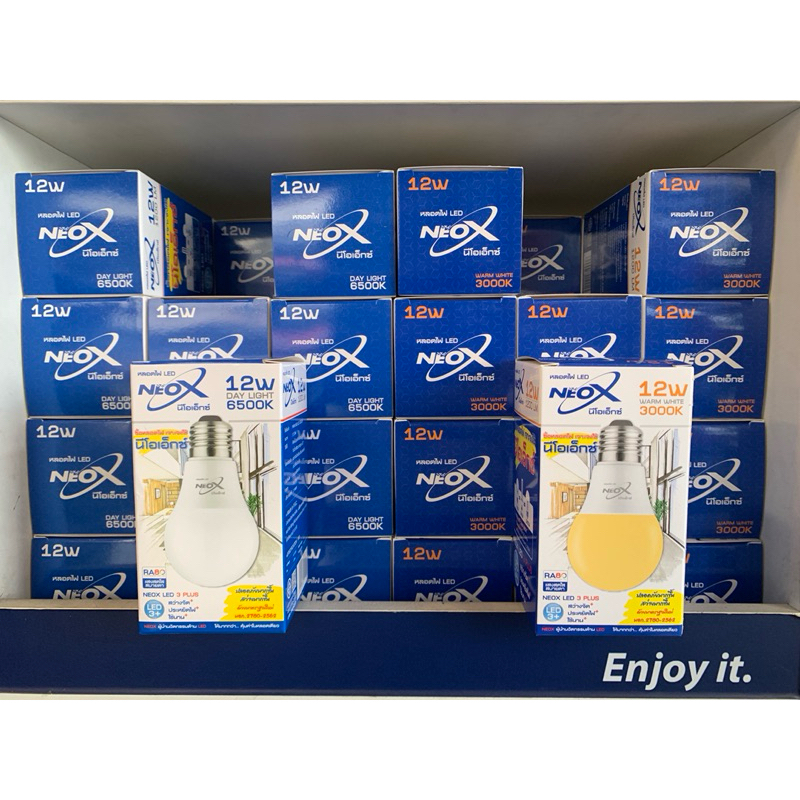 หลอดไฟLEDขั้วE27ขนาด12วัตต์แสงขาวและแสงวอมยี่ห้อNeox(ตัวคุณภาพสูง)มอก.2780-2562 | Shopee Thailand