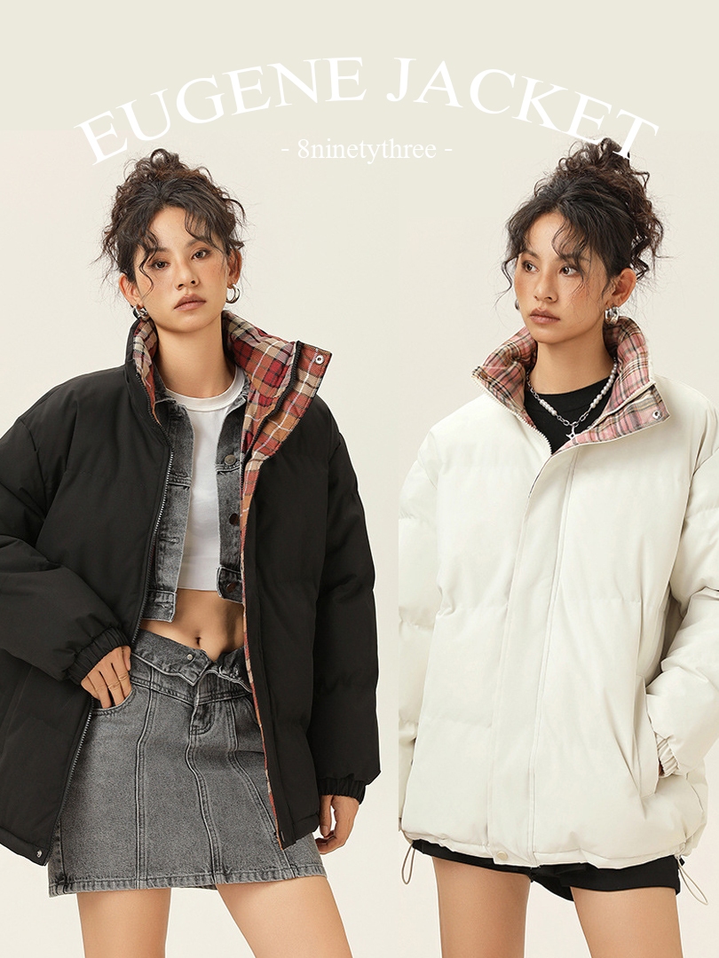 พร้อมส่ง Eugene Jacket C14 เสื้อกันหนาว ทรง Oversize ขอบลายสก็อต ใส่ได้ ...