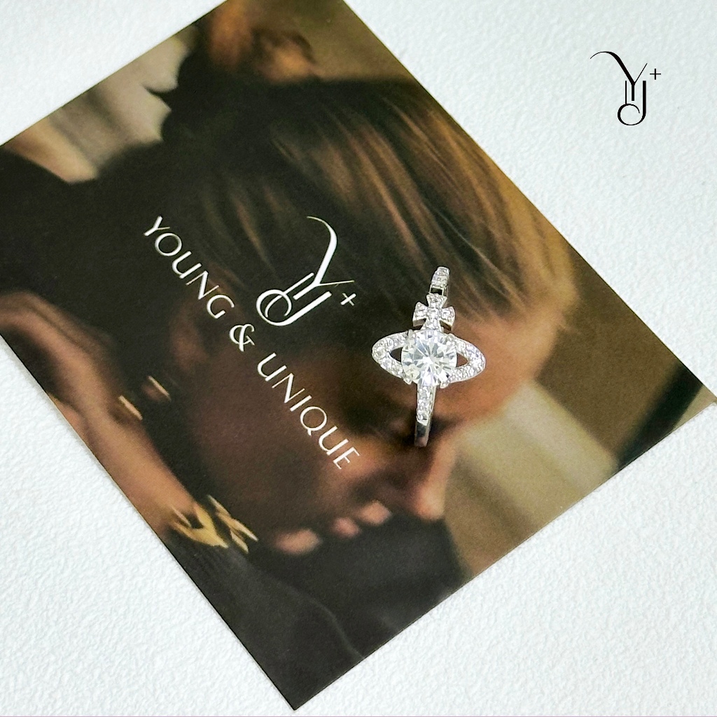 YU+ Jewelry แหวนเงินประดับพลอยคริสตัลดีไซน์เก๋ไก๋ S925 สำหรับผู้หญิง ...