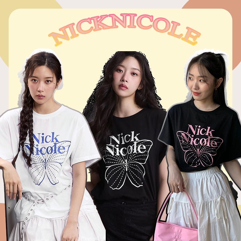NICK NICOLE BUTTERFLY NICOLE LABEL SLIM TOP_BLACK ORANGE | Shopee Thailand