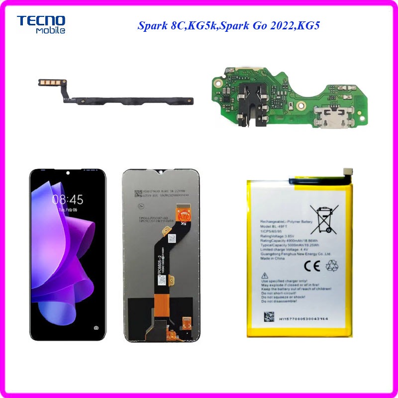 อะไหล่ Tecno Spark 8C,KF5K/Spark Go 2022,KG5/สายแพร/หน้าจอ LCD ...