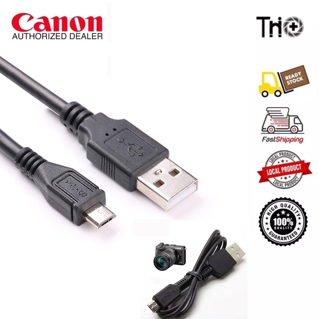 สายชาร์จ USB สำหรับกล้อง Canon for EOS M M2 M10 M50 M100 Rebel SL1 100D ...