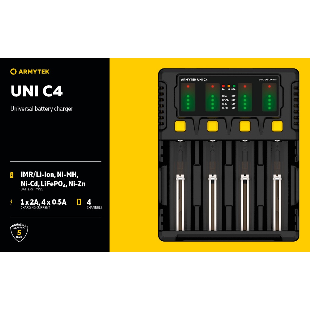 Armytek Chargers UNI C4 PLUG TYPE-C เครื่องชาร์จแบตเตอรี่ 4 ช่อง ...