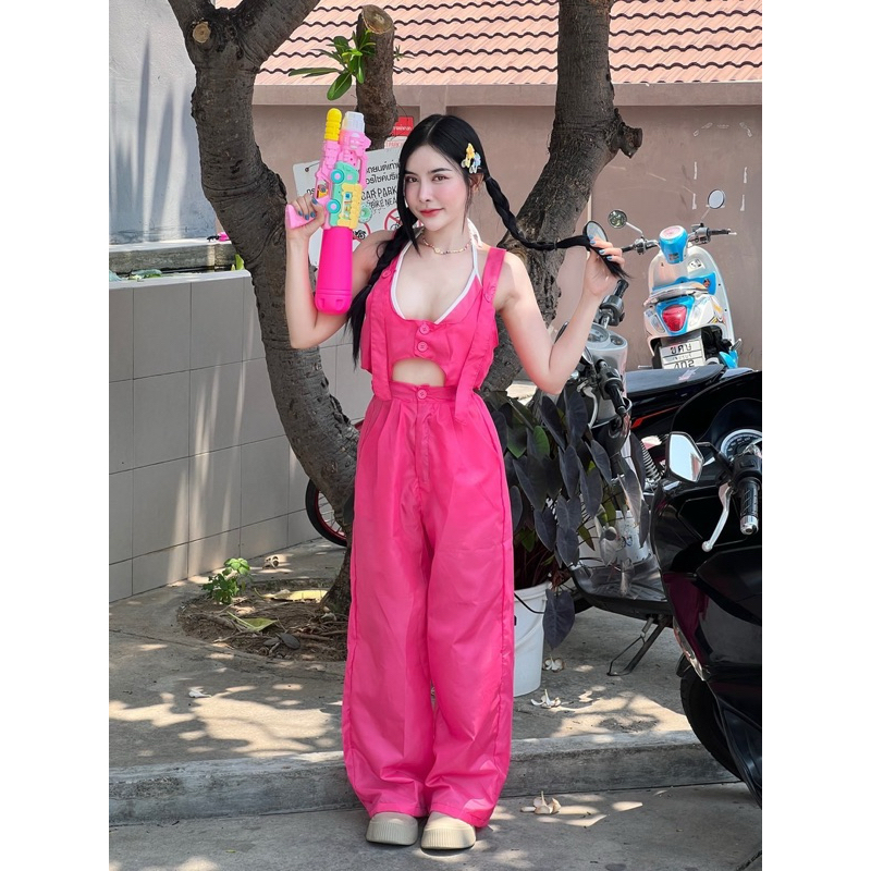 Phapassz - set 3ชิ้น บิกินี่นี่มาพร้อมเอี๊ยมขาสั้นผ้าร่มสุดเซกซี่ทรงสุดเป๊ะ สีสดใสสวยปังเกินราคา ...