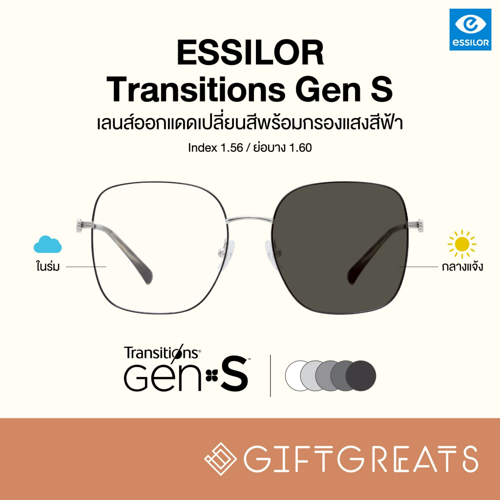 NEW💥 ESSILOR Transition GEN S Iconic Colors Crizal Sapphire HR - เลนส์ ...
