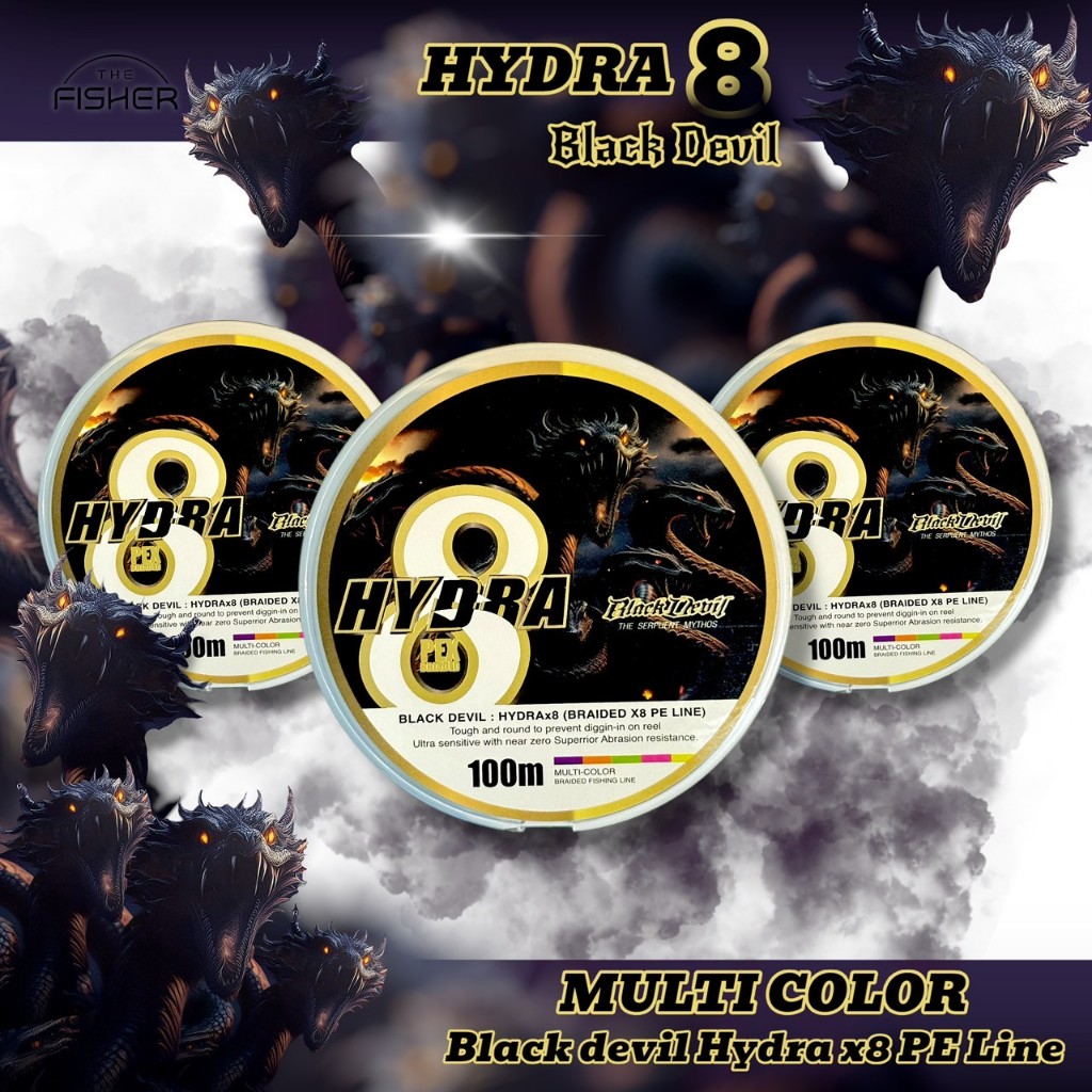 A03 PE Black Devil Hydra X8 (สายพีอี ถัก8) ความยาว 100 m.#สีมัลติคัลเลอร์ #สีเขียวแอปเปิ้ล ...