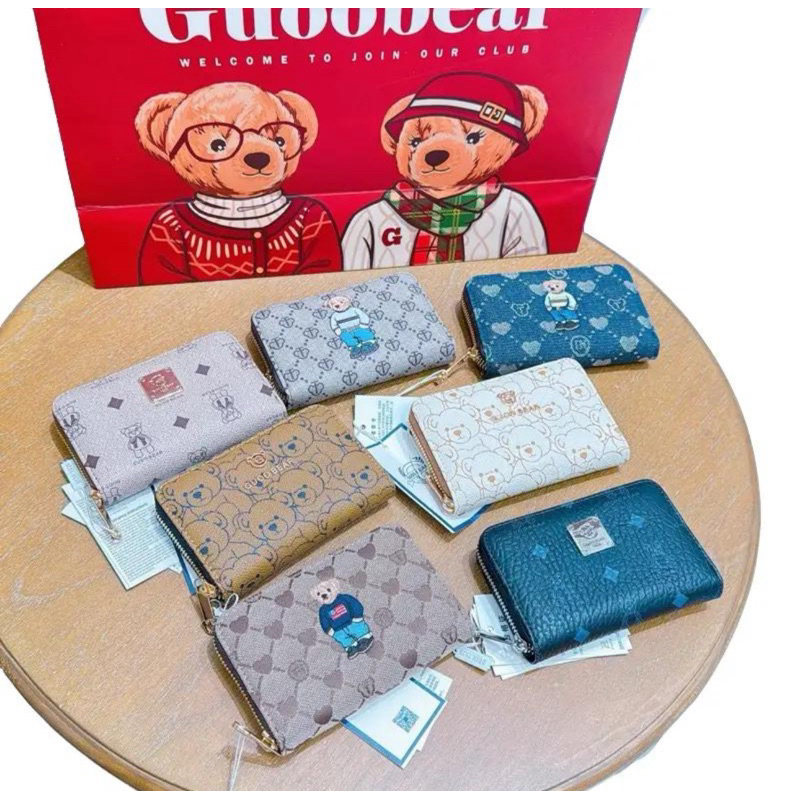GUOO BEAR กระเป๋าสตางค์ ใบกลาง ซิปรอบ 5.5x3.5” พร้อมถุงแบรนด์แท้ ...