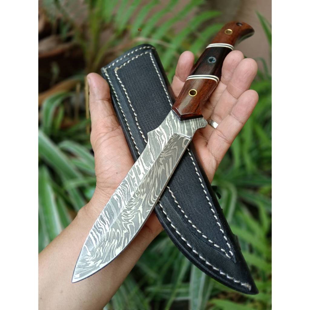 มีดแคมป์ มีดเนสมุก Nessmuk มีดดามัสกัส Damascus มีดเดินป่า Fulltang 5.5 ...