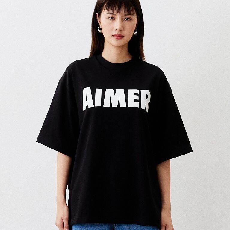 AIMER - AIMER Logo T-shirt in Black | Shopee Thailand