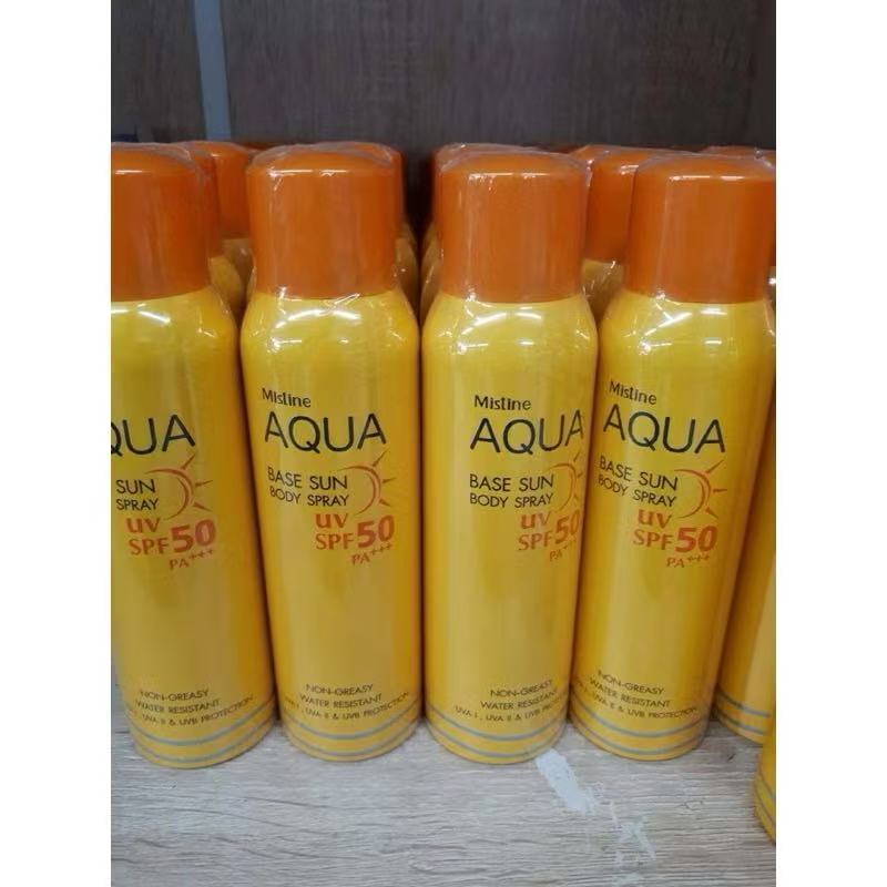 แท้!!!!พร้อมส่ง 24. สเปร์กันแดด Mistine ขวดเหลือง Aqua Base Sun Body Spray UV SPF50 PA+++ 100ml ...