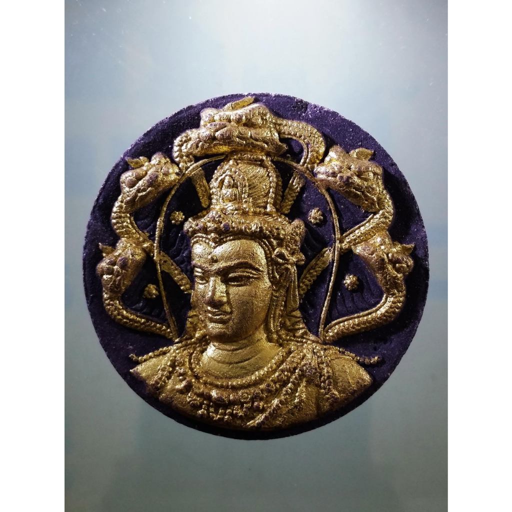 Antig Sun 3650 พระเทวราชโพธิสัตว์จตุคามรามเทพ เนื้อว่านดำ ทาทองบรอนซ์ หลังพญาราหู ไม่ทราบรุ่น ...