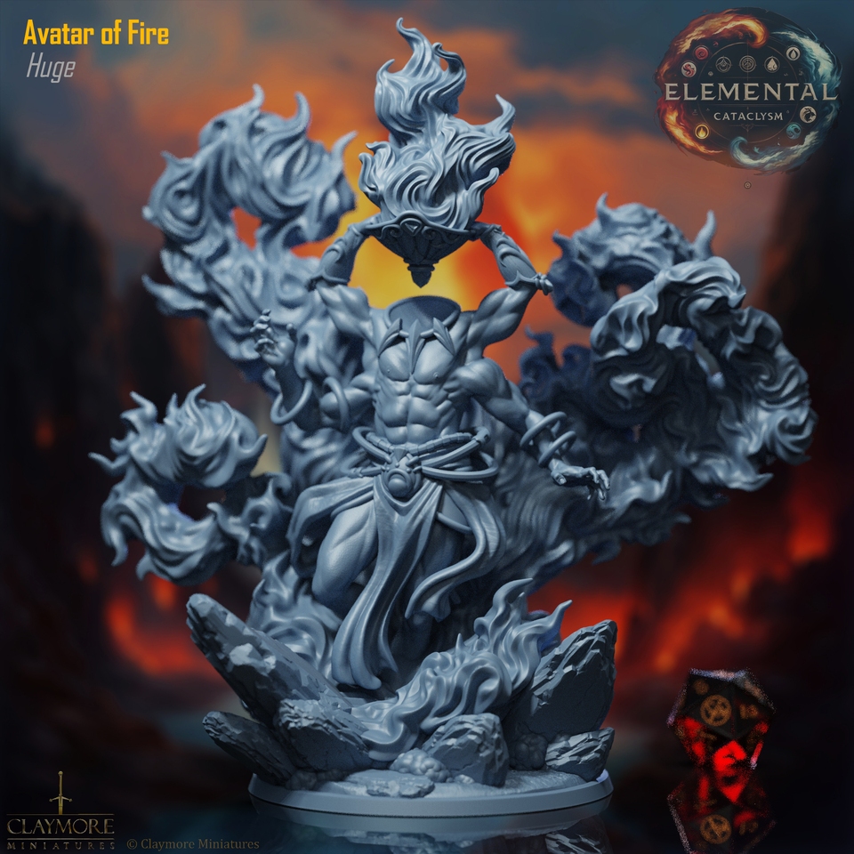 DnD Miniature I Avatar of Fire Iโมเดลบอร์ดเกม (งานเรซิ่นยังไม่ลงสี) ฐาน ...